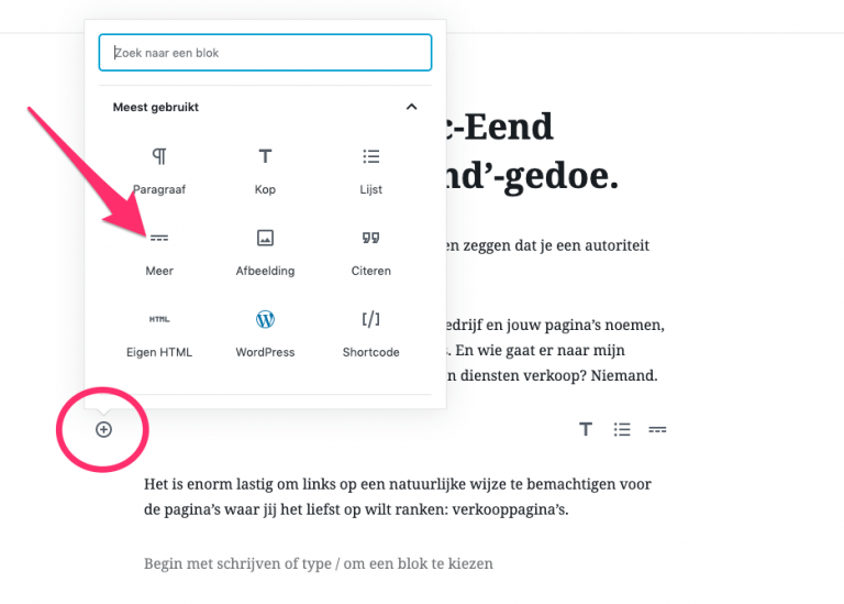 Lees meer tag bij WordPress instellen & samenvattingen van het blog