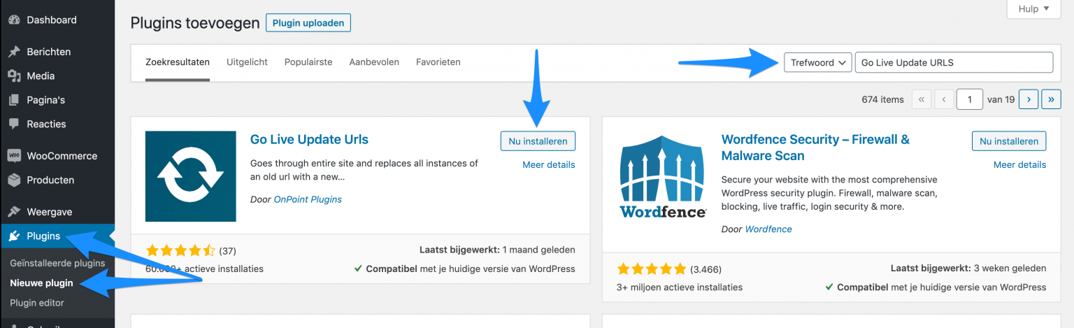 Alle WordPress URL's omzetten met Go Live Update URLS – xel academy